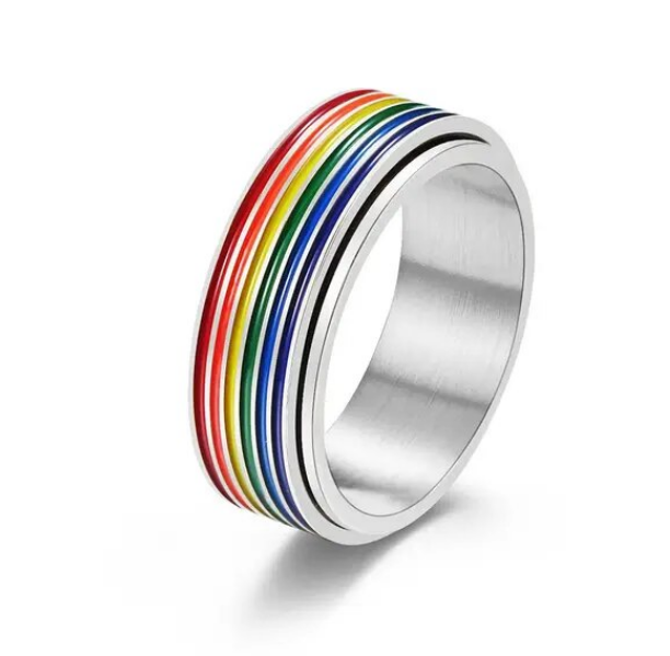 [Spinner] Rainbow pride spinner ring – PridePoint