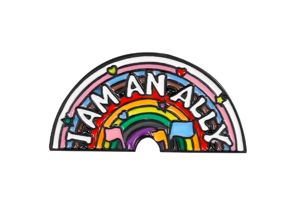 I am an ally progress rainbow pin – PridePoint