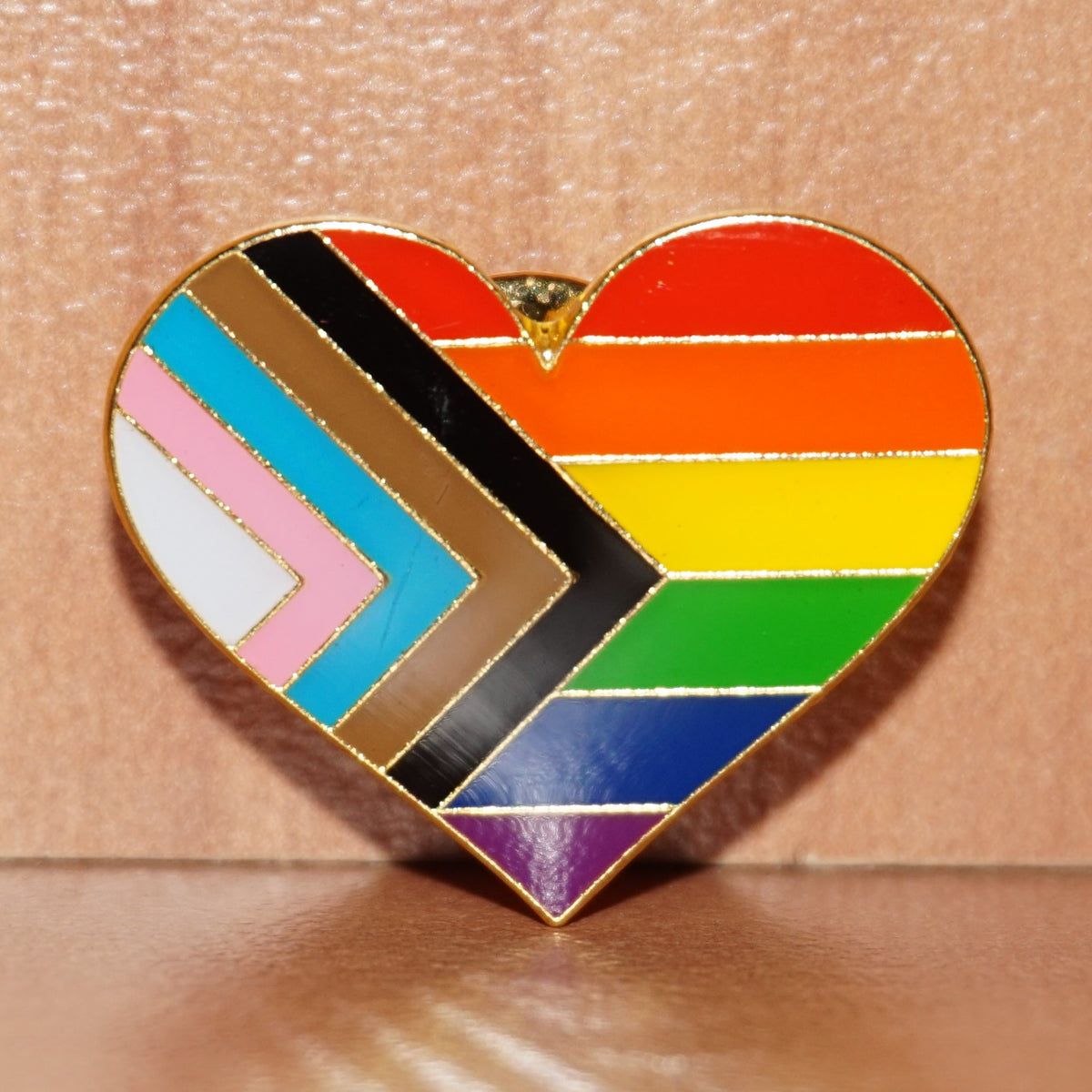 Progress pride heart-shaped small enamel pin – PridePoint